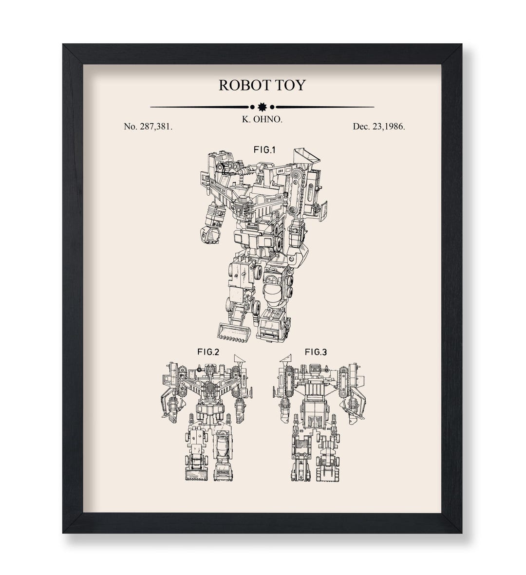 Devastator Robot Blueprint Poster - Transforming Robot Toy Patent Print ...