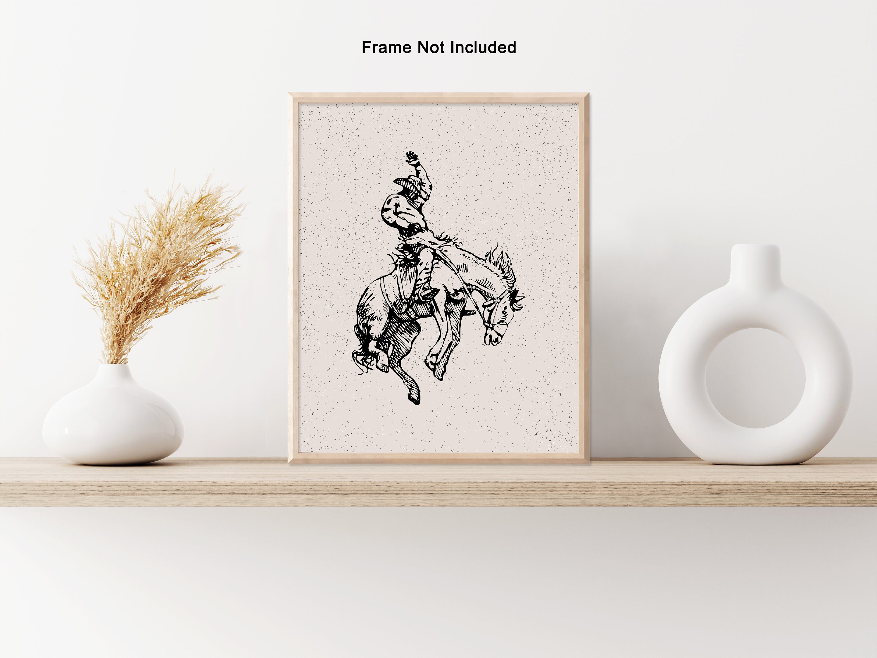 Rodeo Poster Retro Cowboy on Bucking Horse Print Cowboy Art Wild West ...