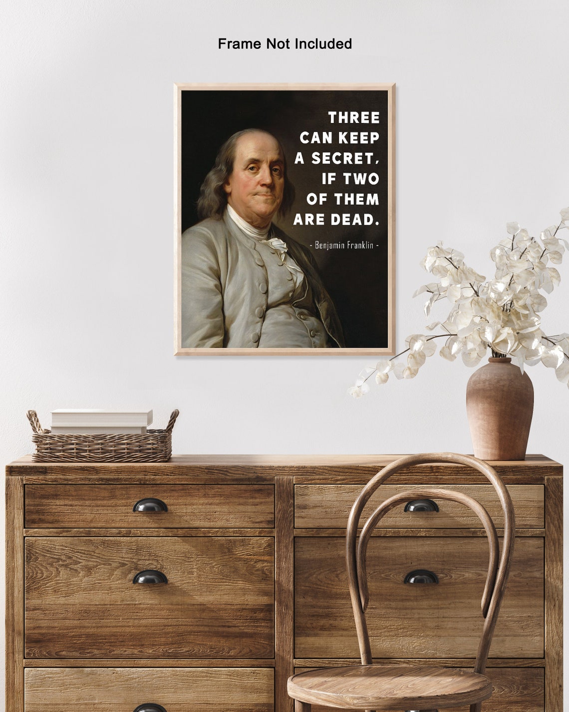 Three Can Keep A Secret Poster Benjamin Franklin Print Motivational ...