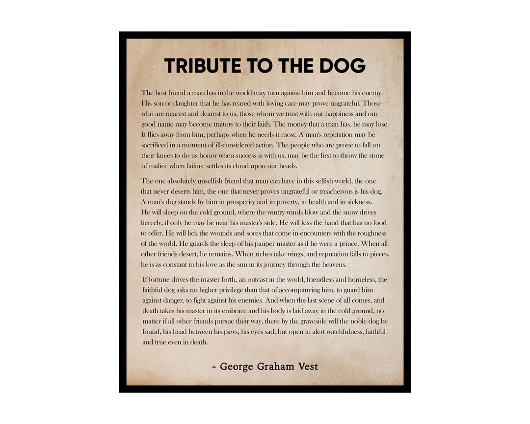 George Graham Vest Poster Dog Tribute Print With Motivational Quote ...