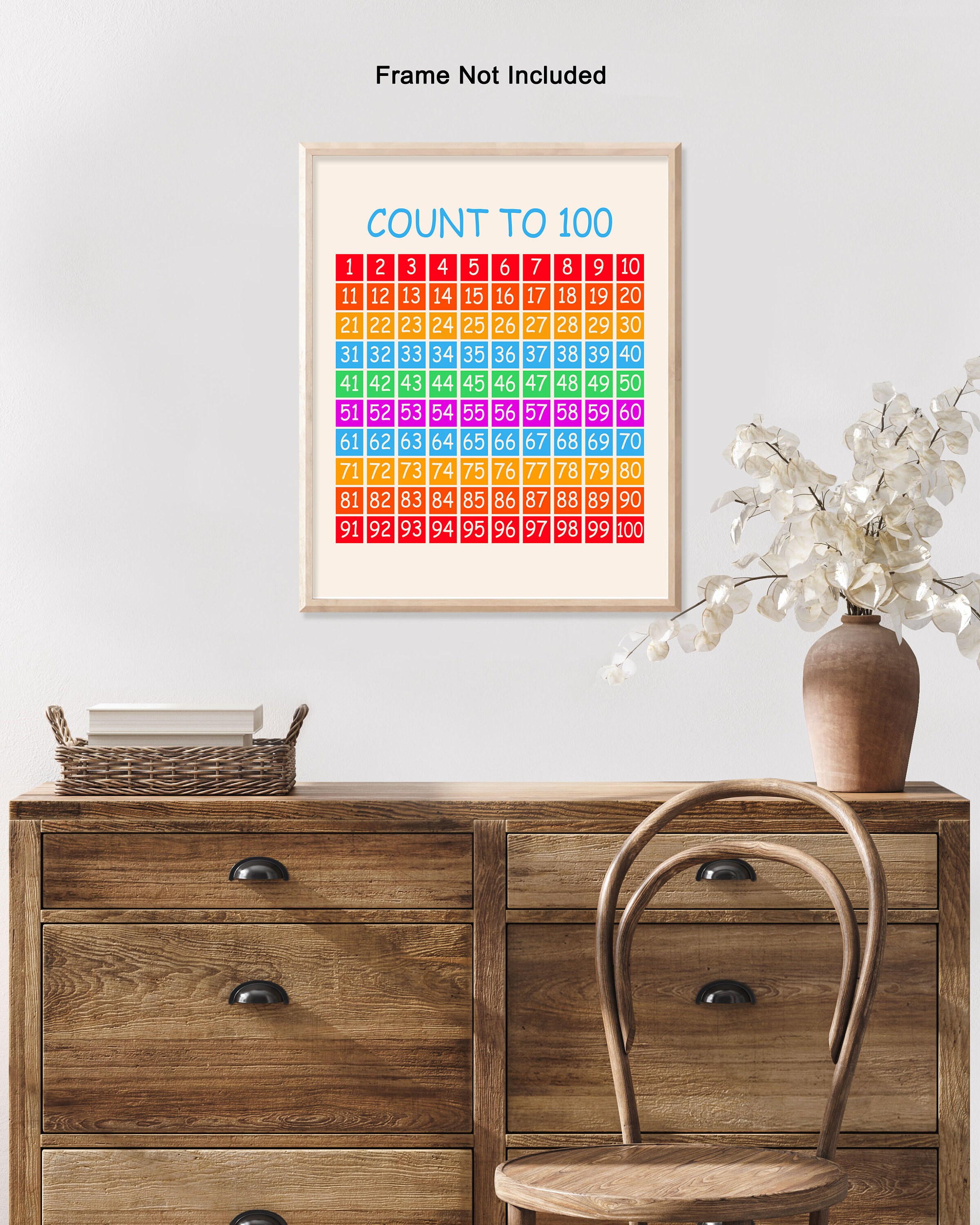 Count to 100 Poster Educational Print Learning Materials Art Numbers ...