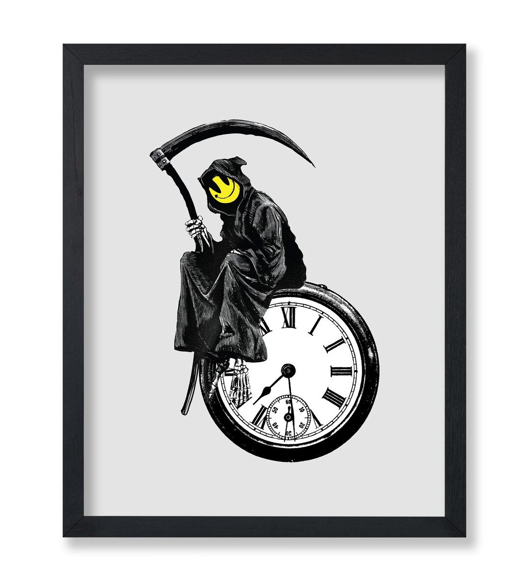 Grin Reaper Poster - Clock Print - Stop Watch Art - Abstract Art - Grim ...