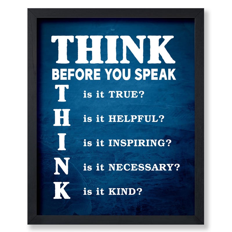 Think Before You Speak Poster - Etsy