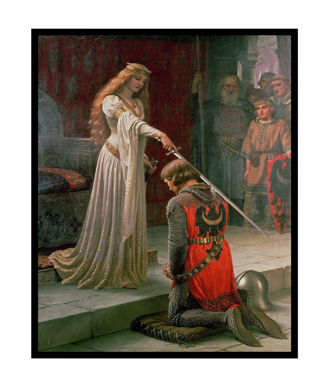 The Accolade Poster Accolade Ceremony Print Medieval Art Queen & Knight ...