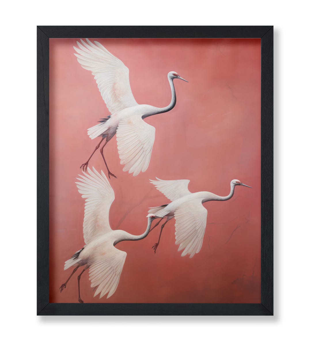 Flying Birds Poster - Retro White Crane Print - Bird Art - Animal Art ...