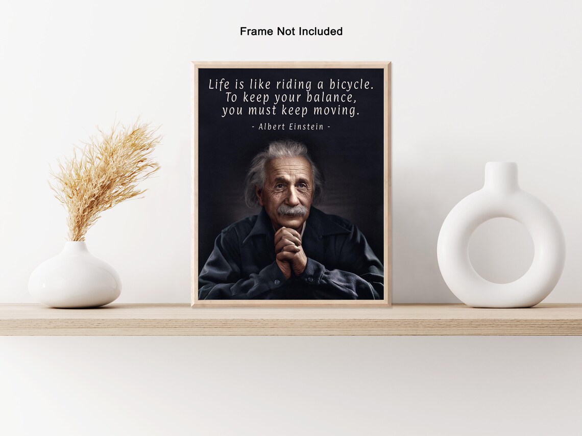 Life is Like Riding A Bicycle Poster Albert Einstein Print Motivational ...