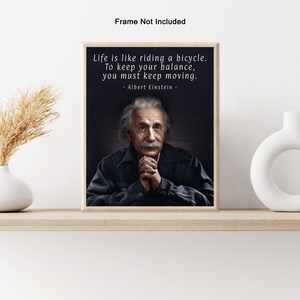 Life is Like Riding A Bicycle Poster Albert Einstein Print Motivational ...