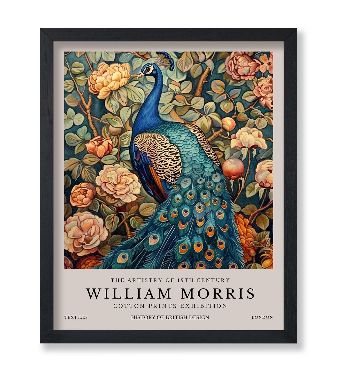 William Morris Poster - Peacock and Peonies Print - Botanical Art ...