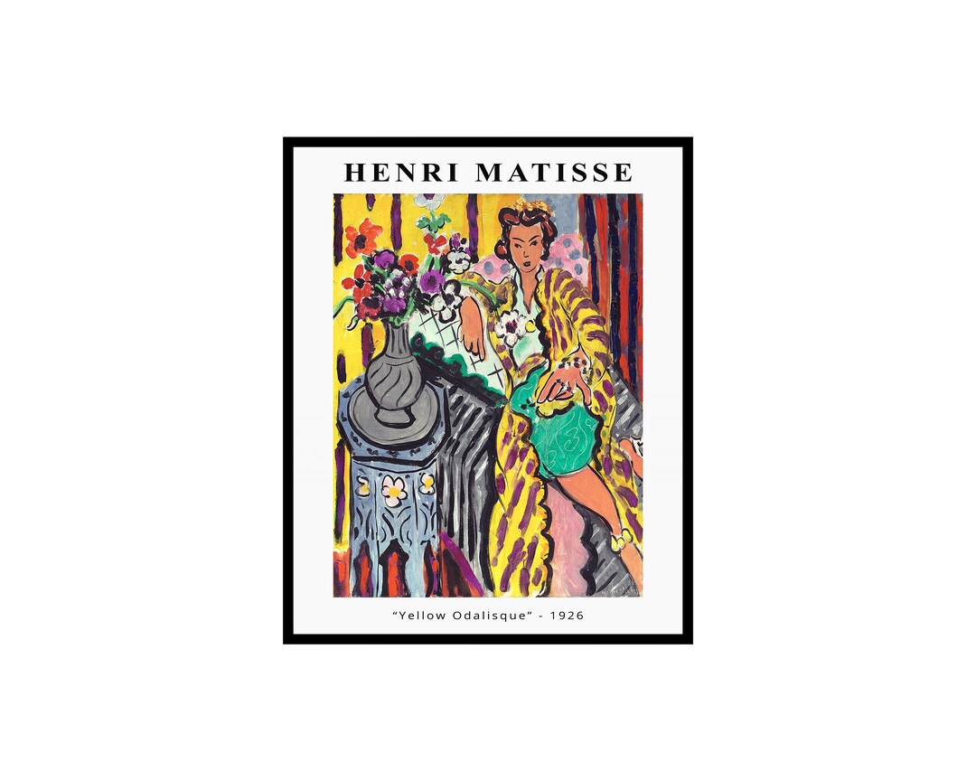 Vintage Matisse Poster Yellow Odalisque Print Fauvism Floral Wall Decor ...