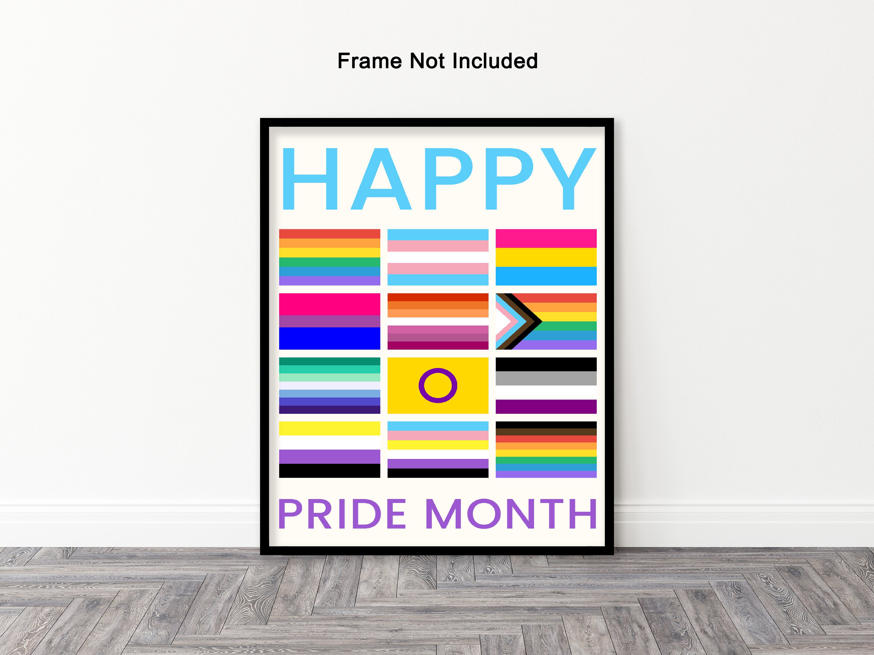 Happy Pride Month Poster Rainbow Flags Print Inclusivity Art ...