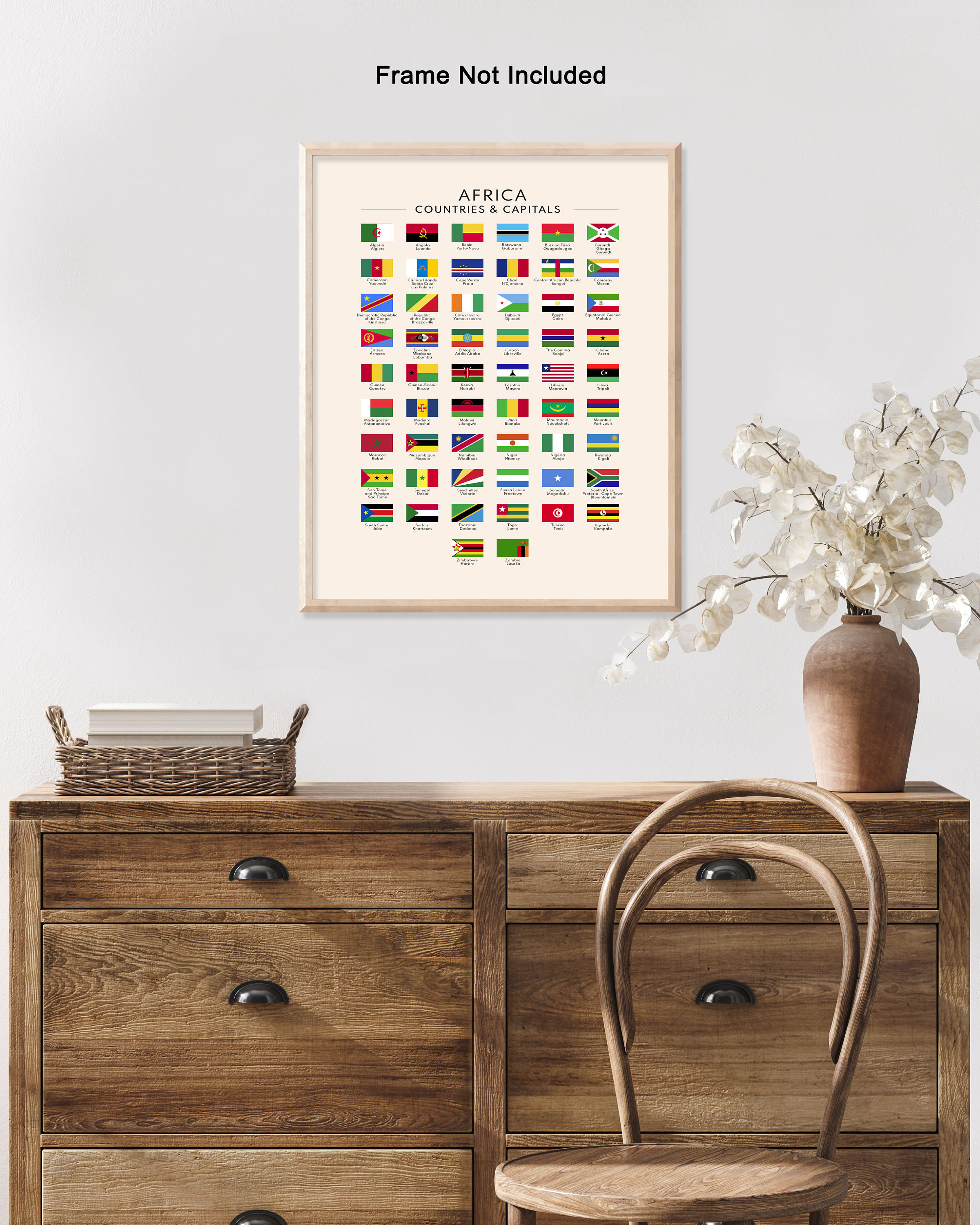 Flags of Africa Poster African Countries & Capitals Print Learning ...