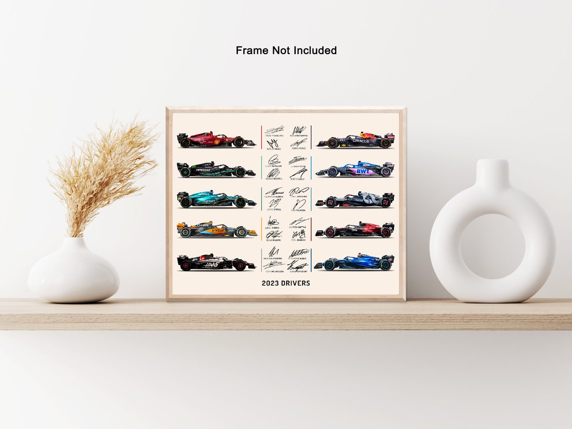 2023 Drivers Poster Cars & Drivers Signatures Print Car Racing Art Gift ...