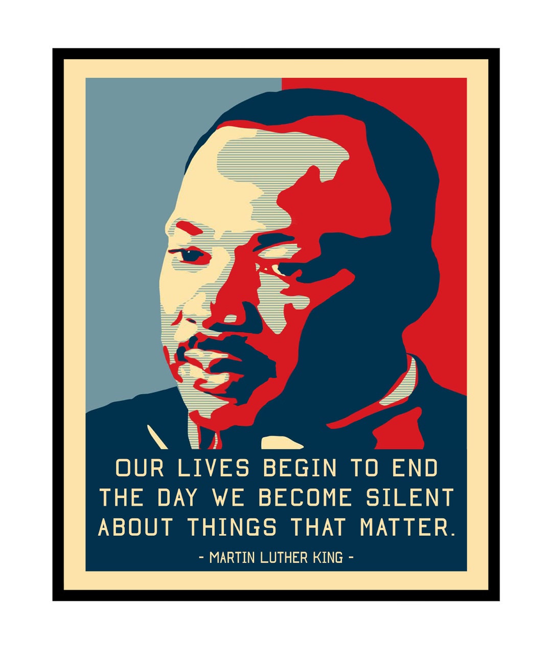 The Day We Become Silent Poster Martin Luther King Print Motivational ...