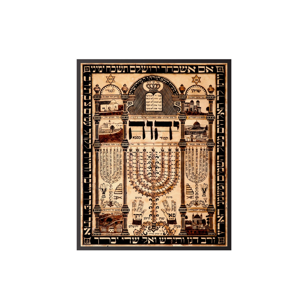 Vintage Shiviti Hebrew Prayer Plaque Jewish Spiritual Home Decor Retro ...