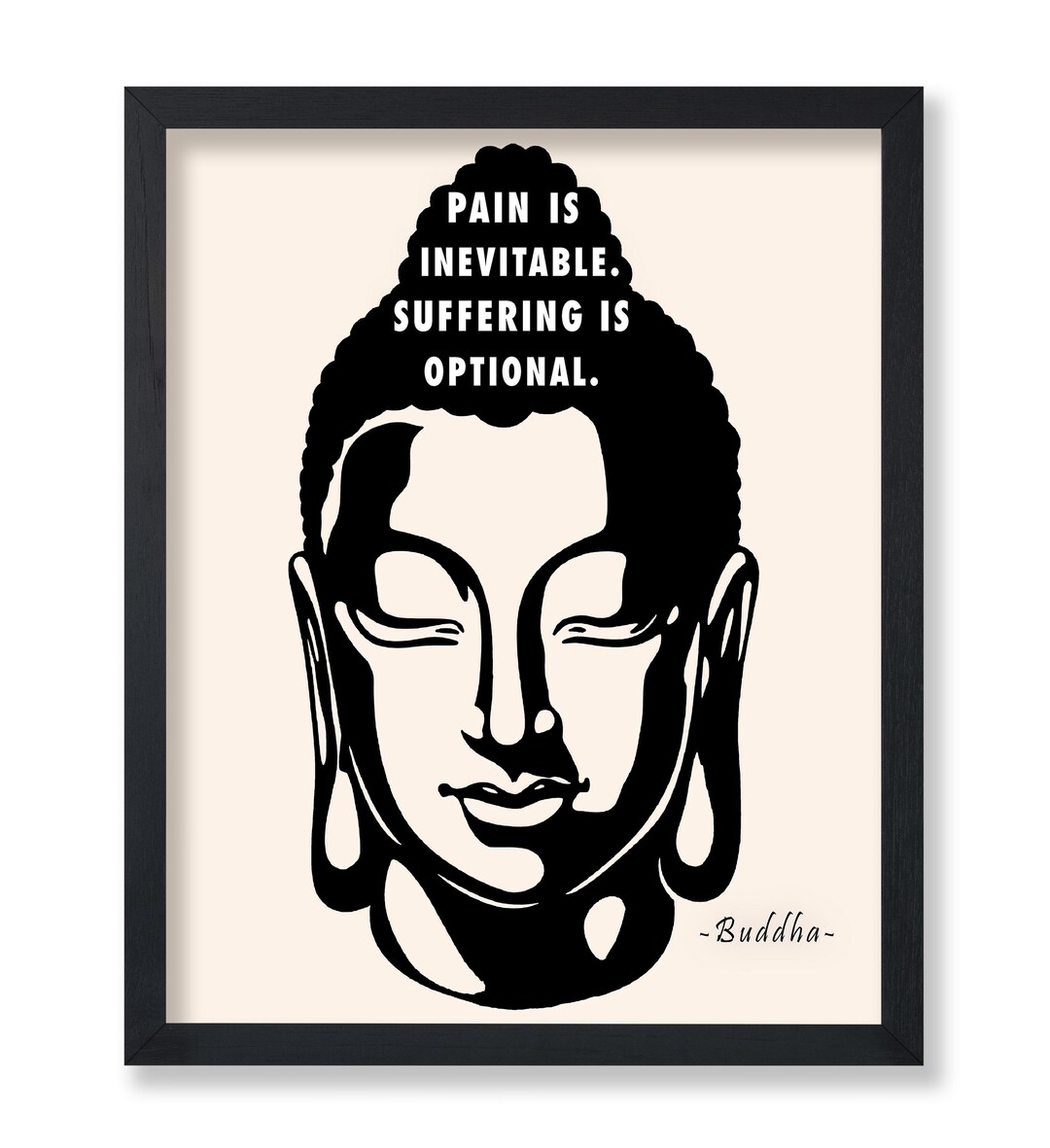 Pain is Inevitable Poster - Buddha Print - Motivational Art - Positive ...