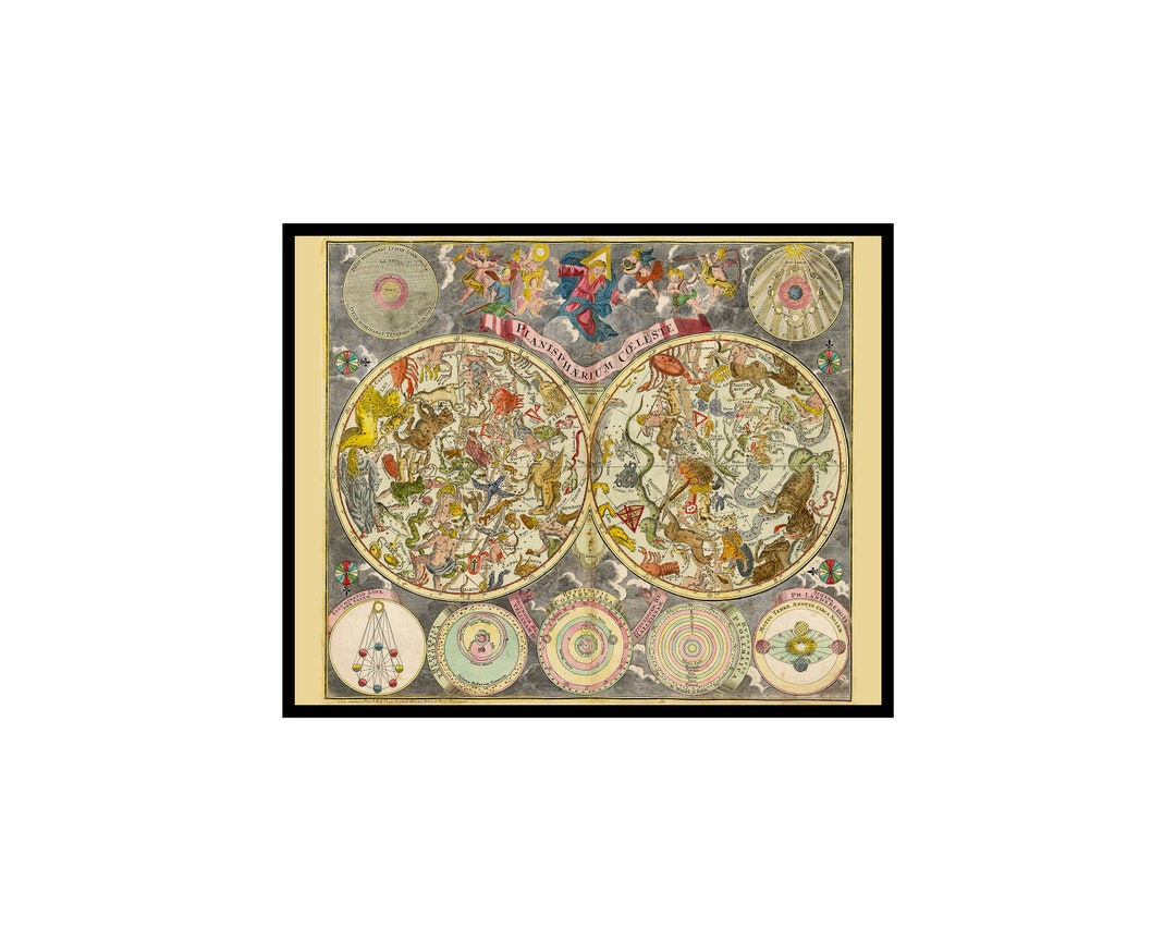 Celestial Map Poster Medieval Renaissance Design Unframed Wall Art ...