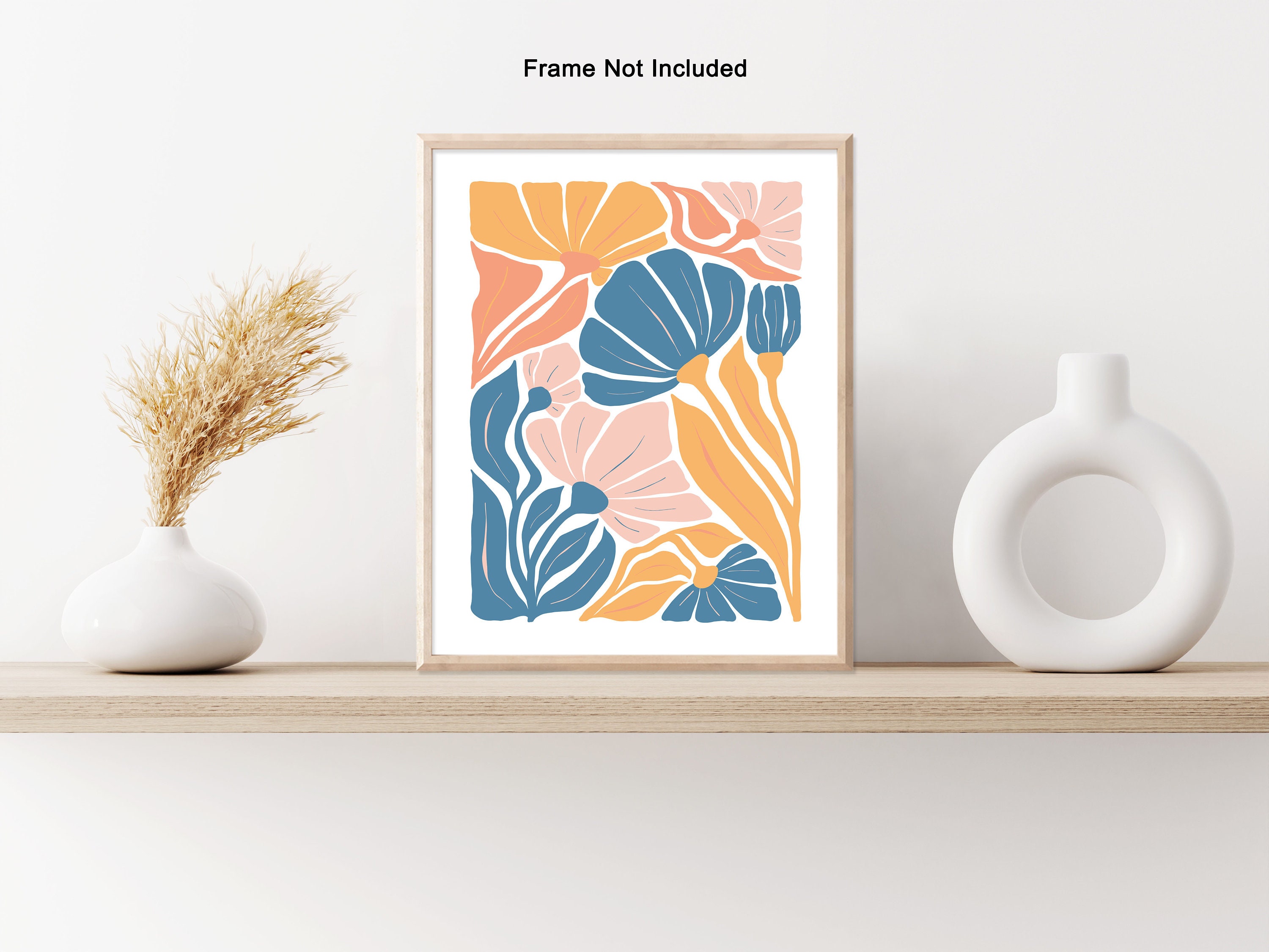 Flower Poster Retro Floral Print Pastel Colors Art Blossoms Art Modern ...