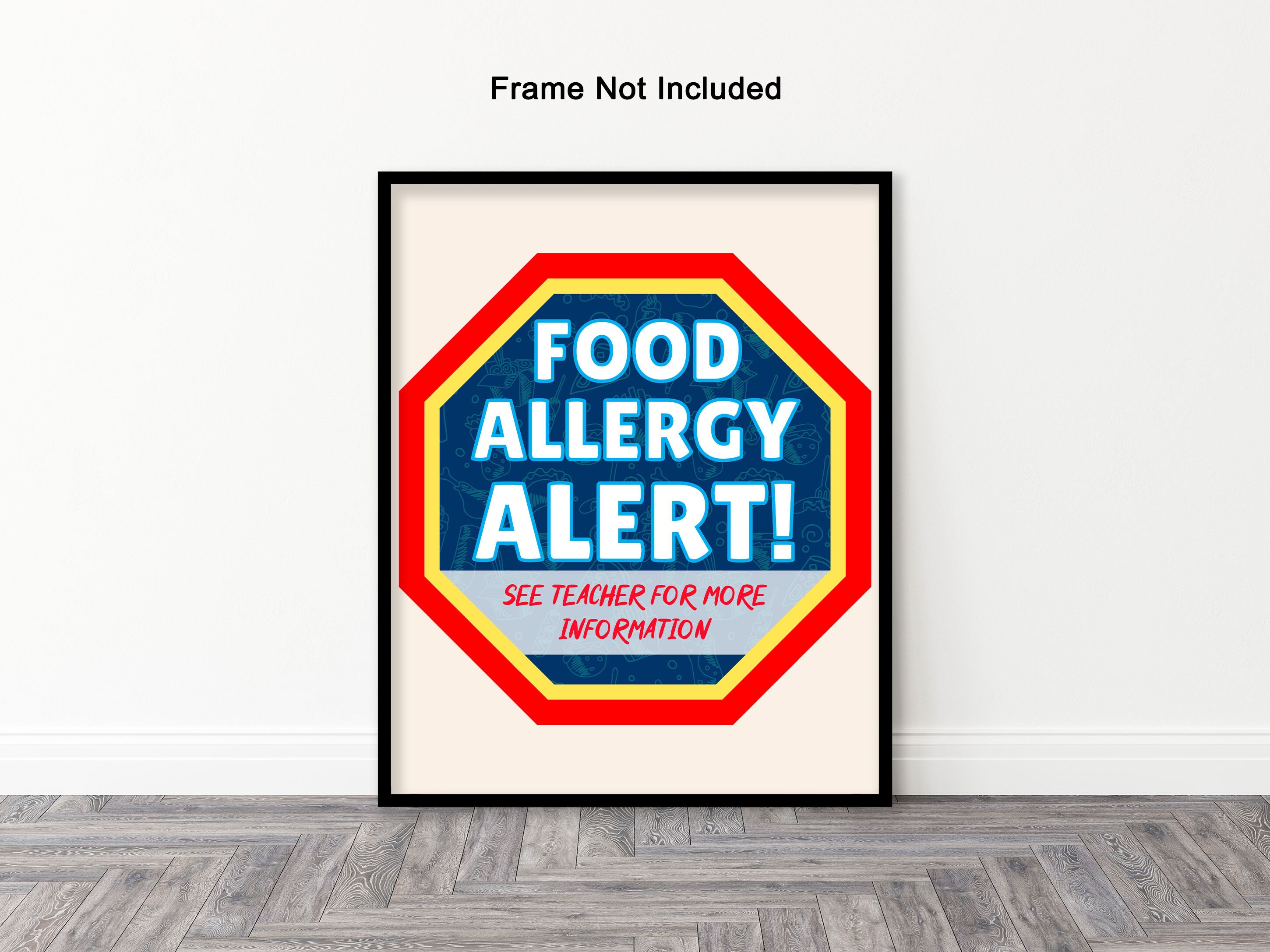 Food Allergy Alert Poster Food Allergy Awareness Print Stop Sign Art ...