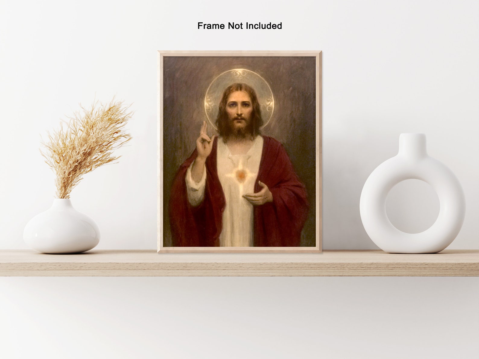 Vintage Sacred Heart of Jesus Poster Retro Christian Wall Art Religious ...