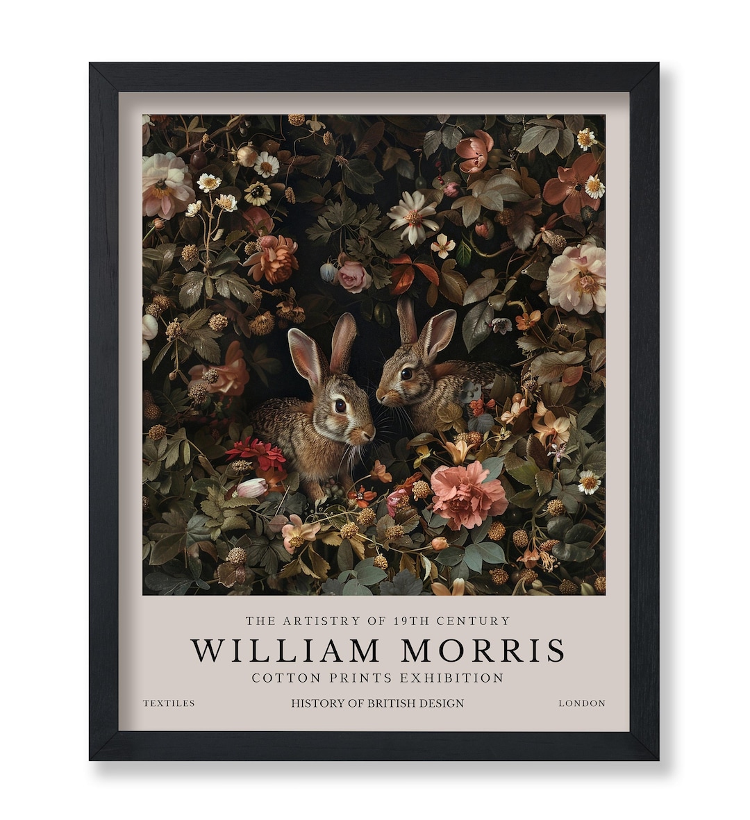 William Morris Prints - Bunny Couple Print - Rabbit Art - Botanical Art ...