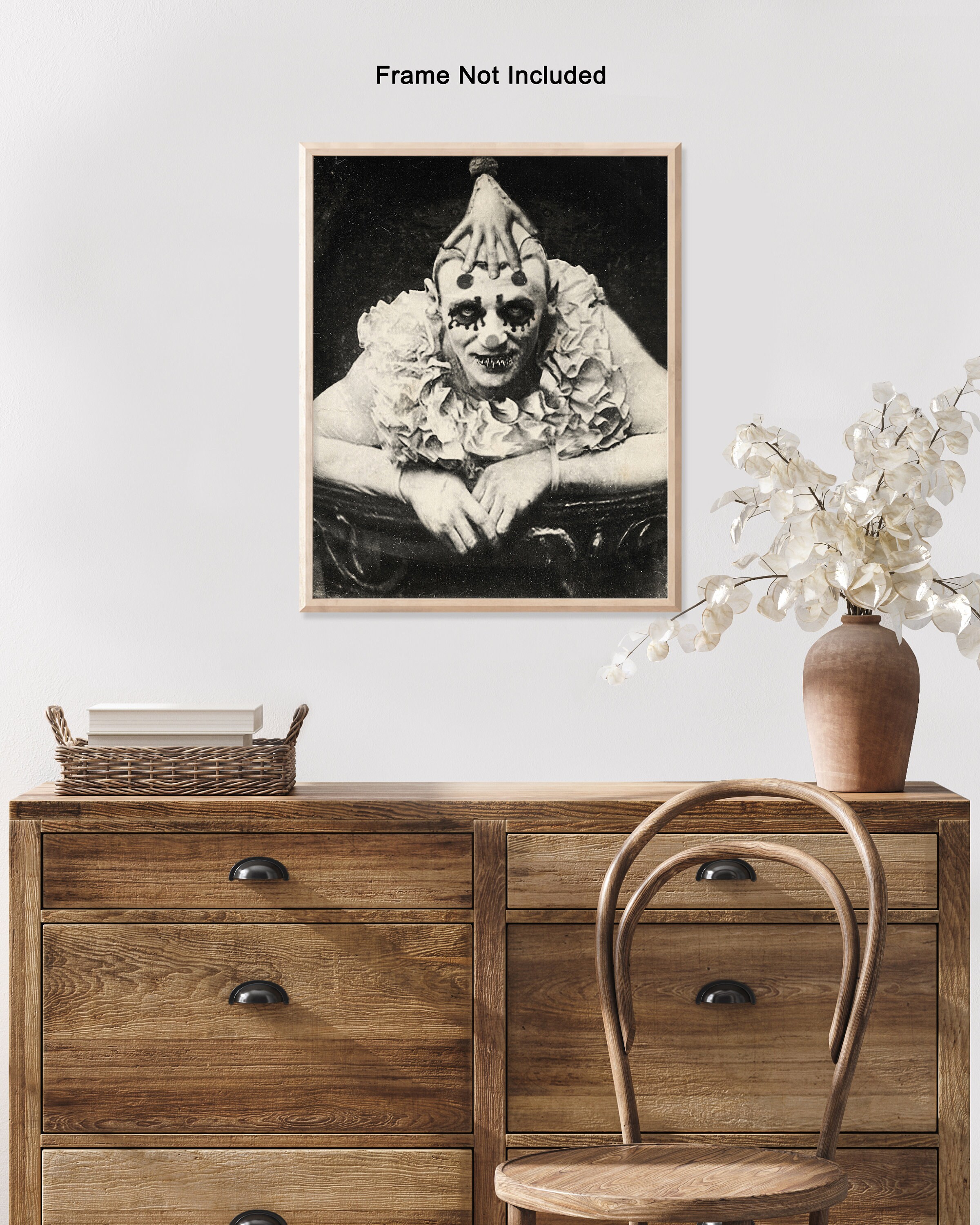Vintage Scary Clown Poster Retro Circus Print for Halloween Freak Show ...