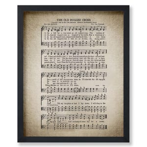 The Old Rugged Cross Poster - Hymnal Sheet Print - Sheet Music Art ...