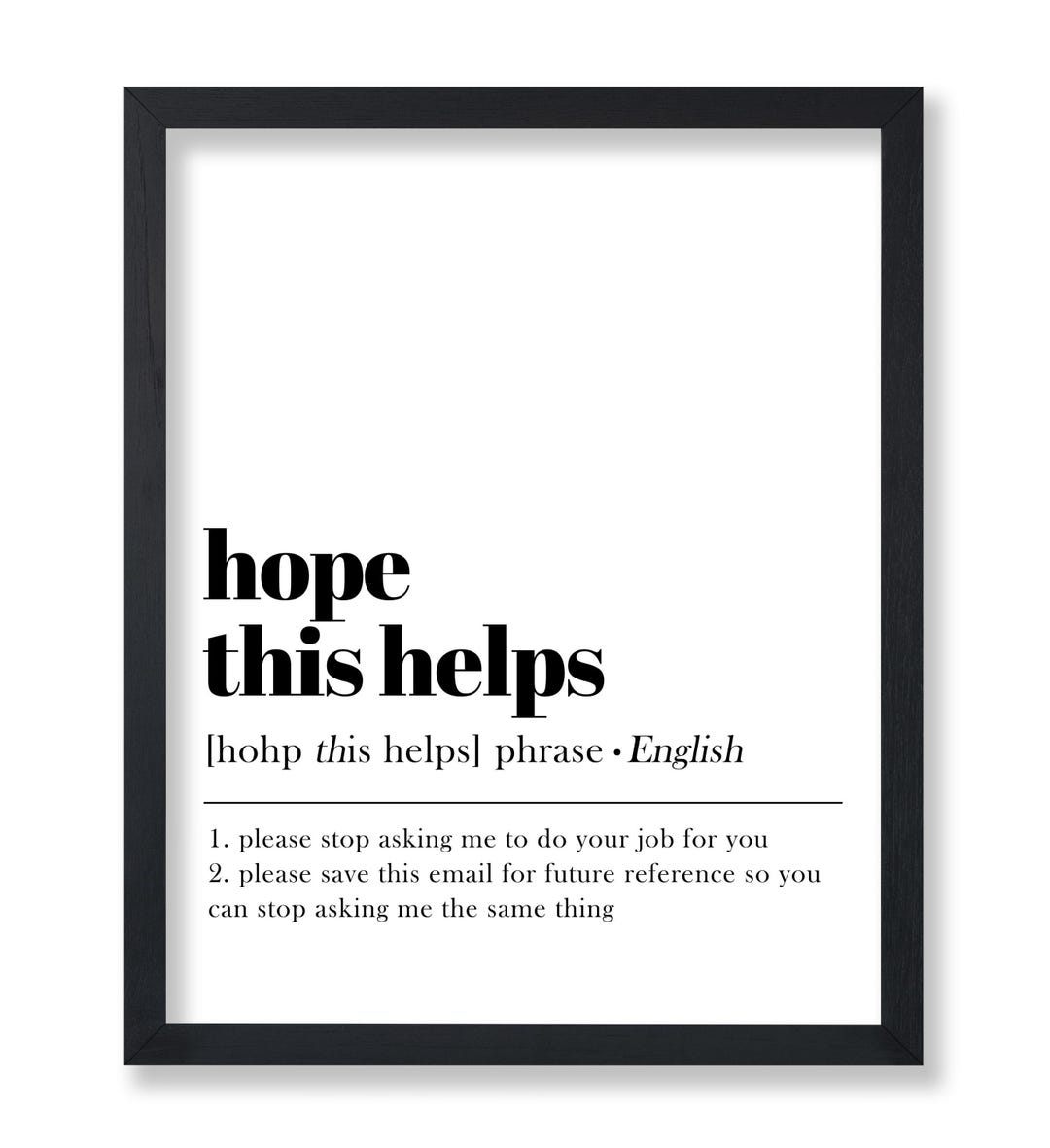 Typography Art Hope Definition Print - Dictionary Art Poster for Office ...