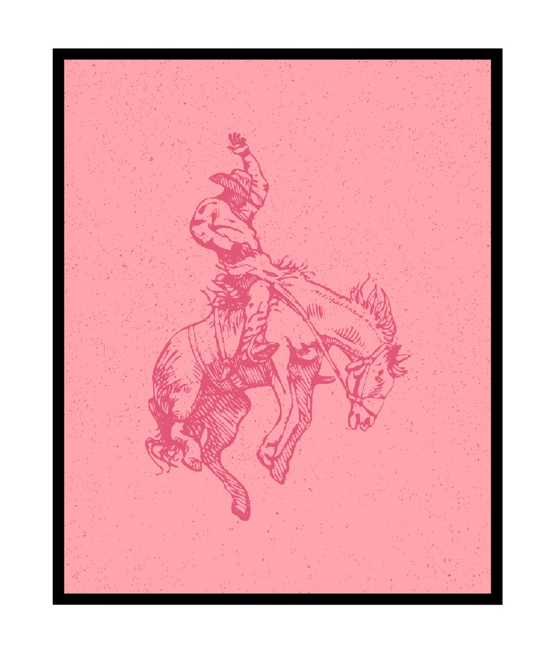 Rosa Rodeo Poster Retro Cowboy auf bockendem Pferd Cowboy Art Wilder ...