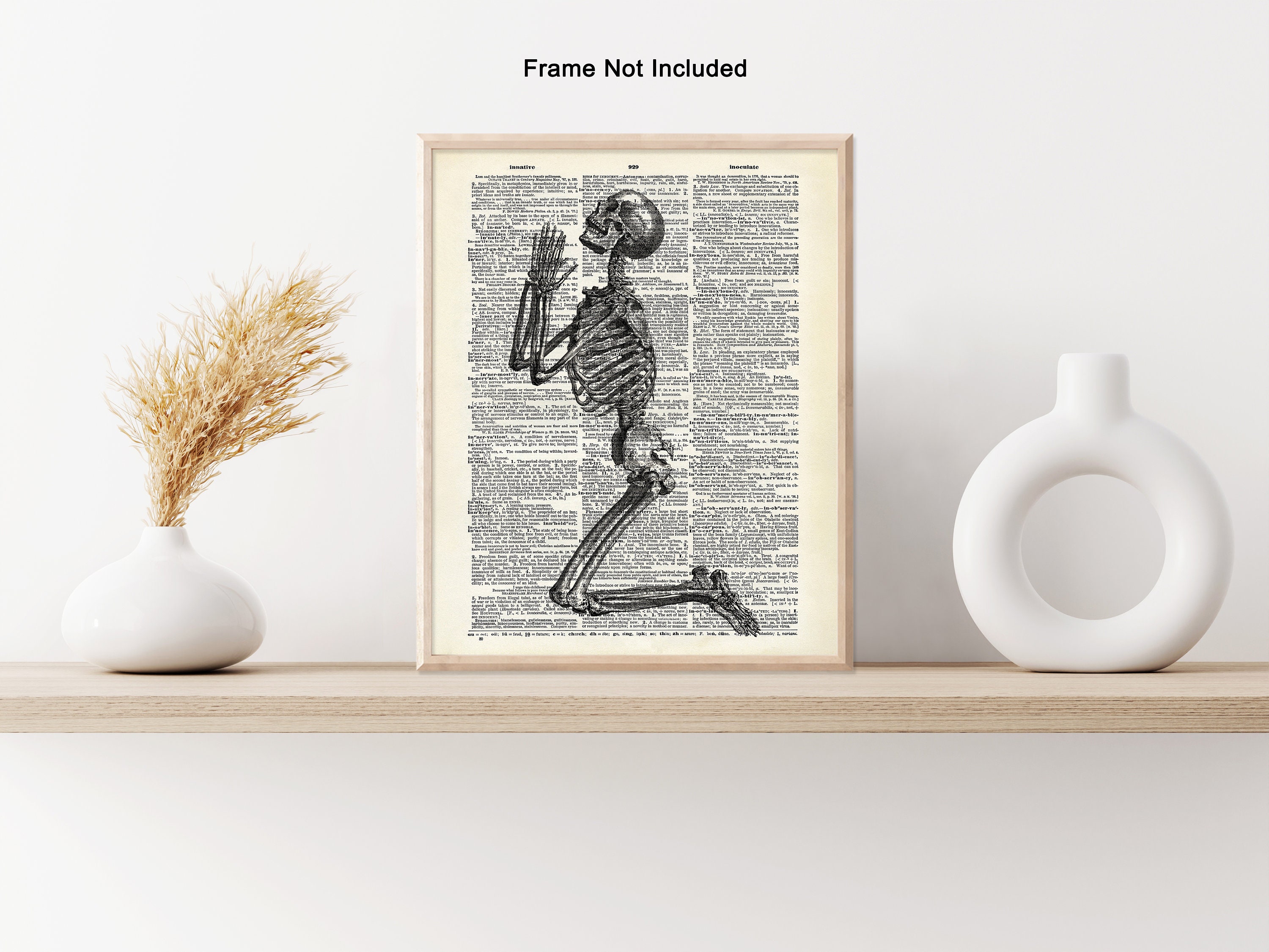 Retro Praying Skeleton Poster Anatomy Art Print for Doctor Nurse Gothic ...