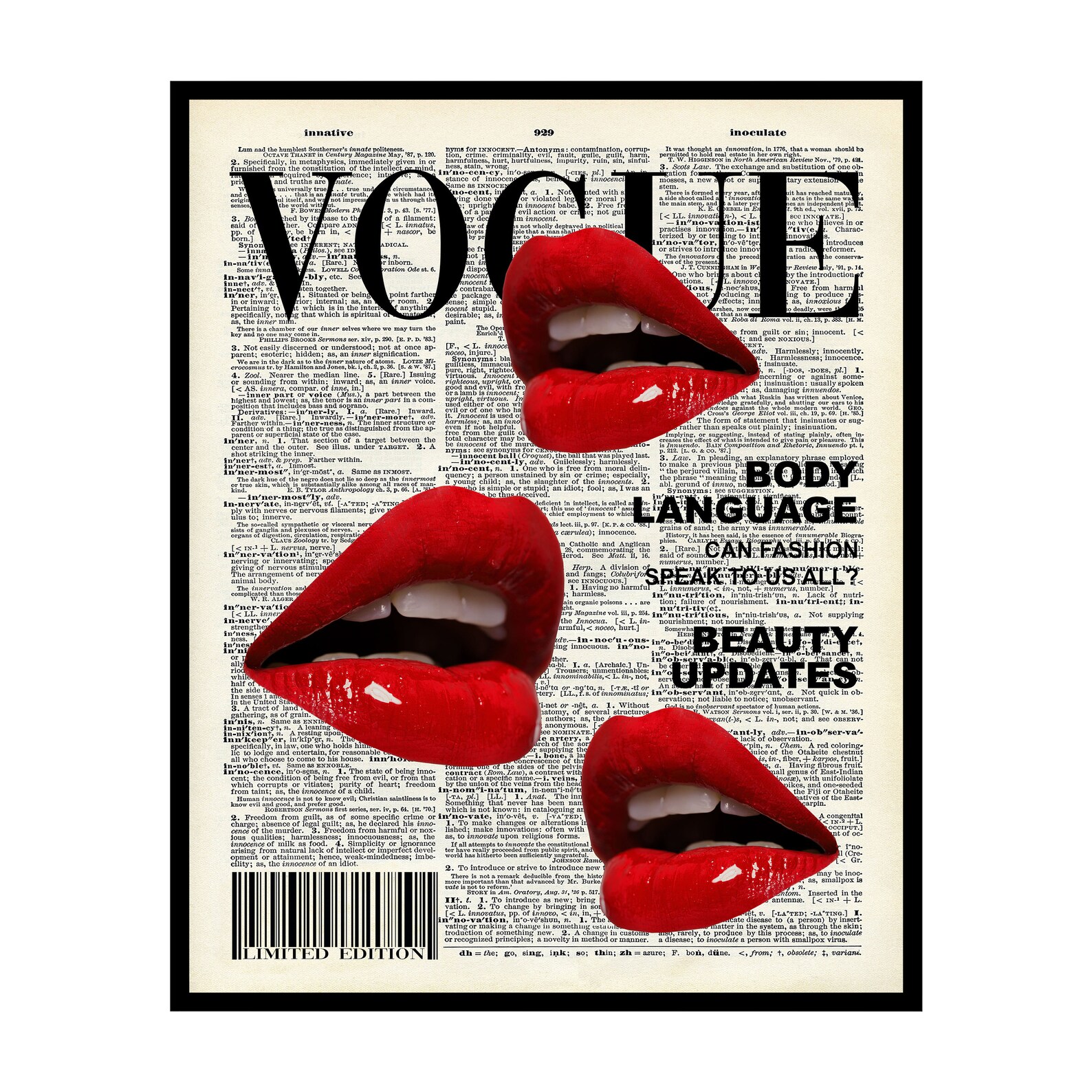 Fashion Poster Body Language Print Red Lips Art Modern Art Gift for ...