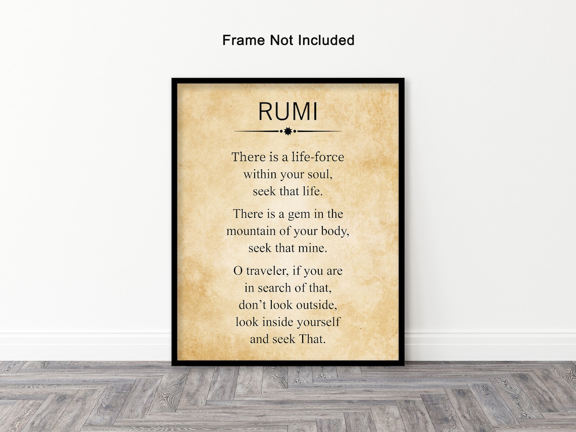 Rumi Poster Rumi Poem Print Motivational Quote Art Finding Your Passion ...