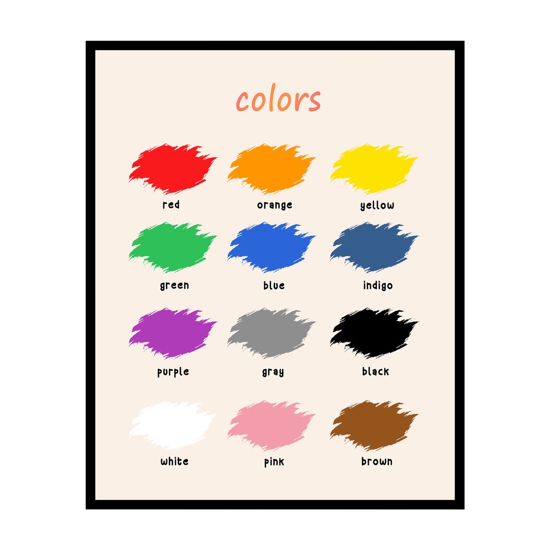 Colors Poster Learning Materials Print Color Names Art Gift for ...