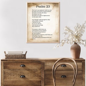 Psalm 23 Poster Bible Verse Art Scriptural Motivation Religious Gift ...