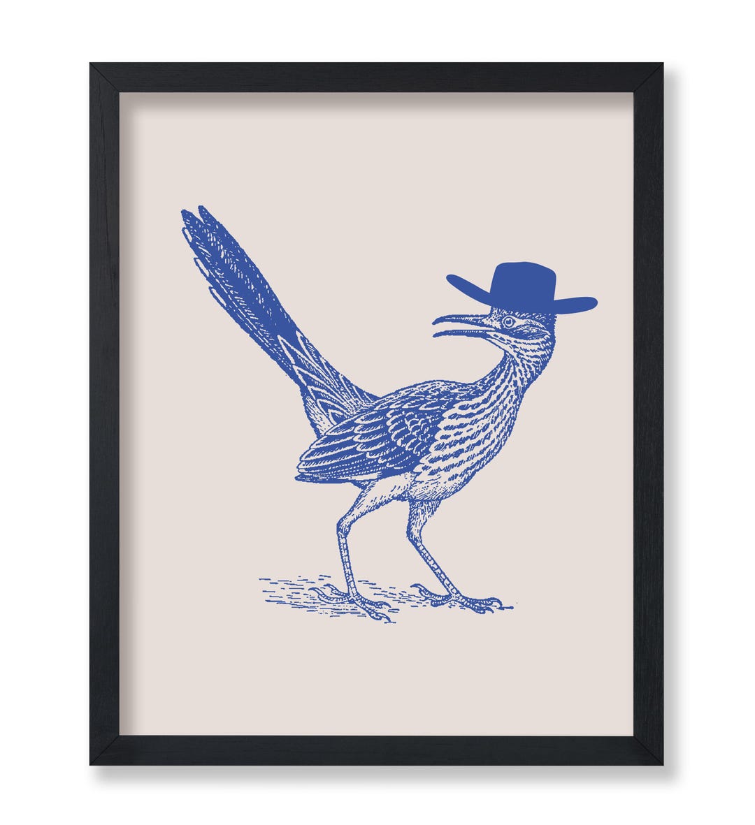 Blue Cowboy Roadrunner Poster - Retro Cowboy Print - Wild West Art ...