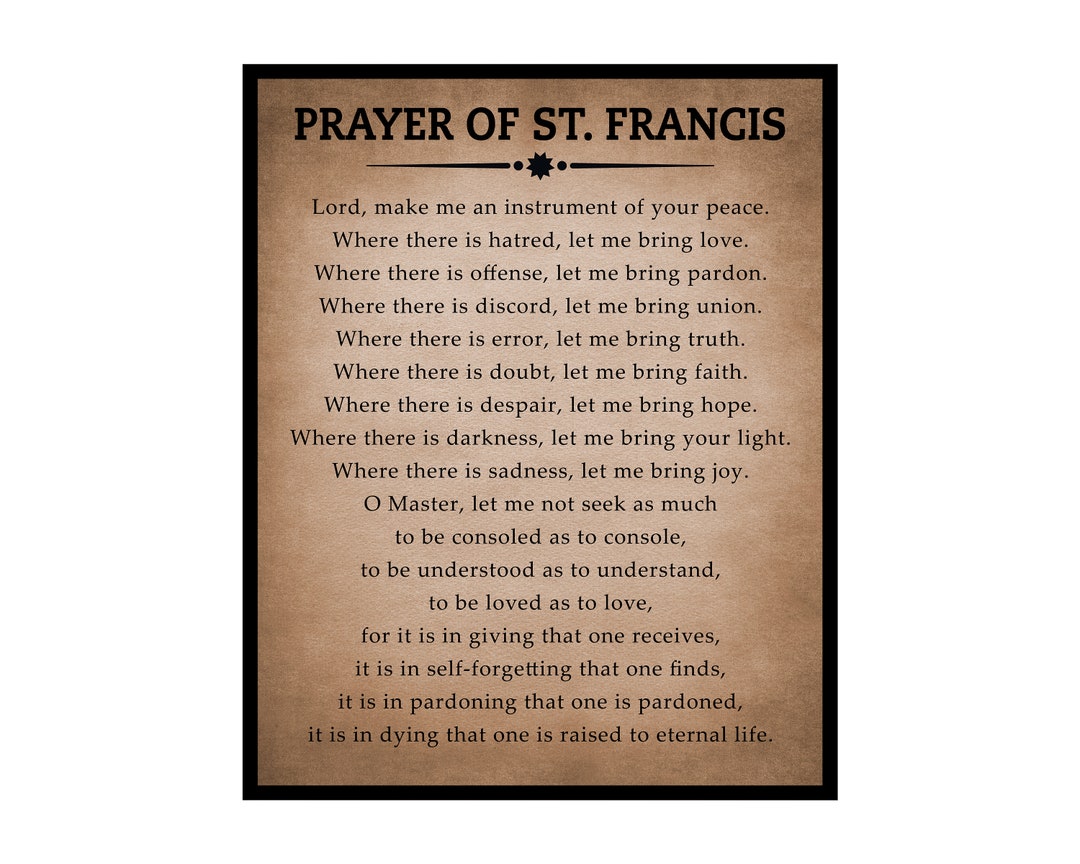 Prayer of Saint Francis Poster Instrument of Your Peace Print ...