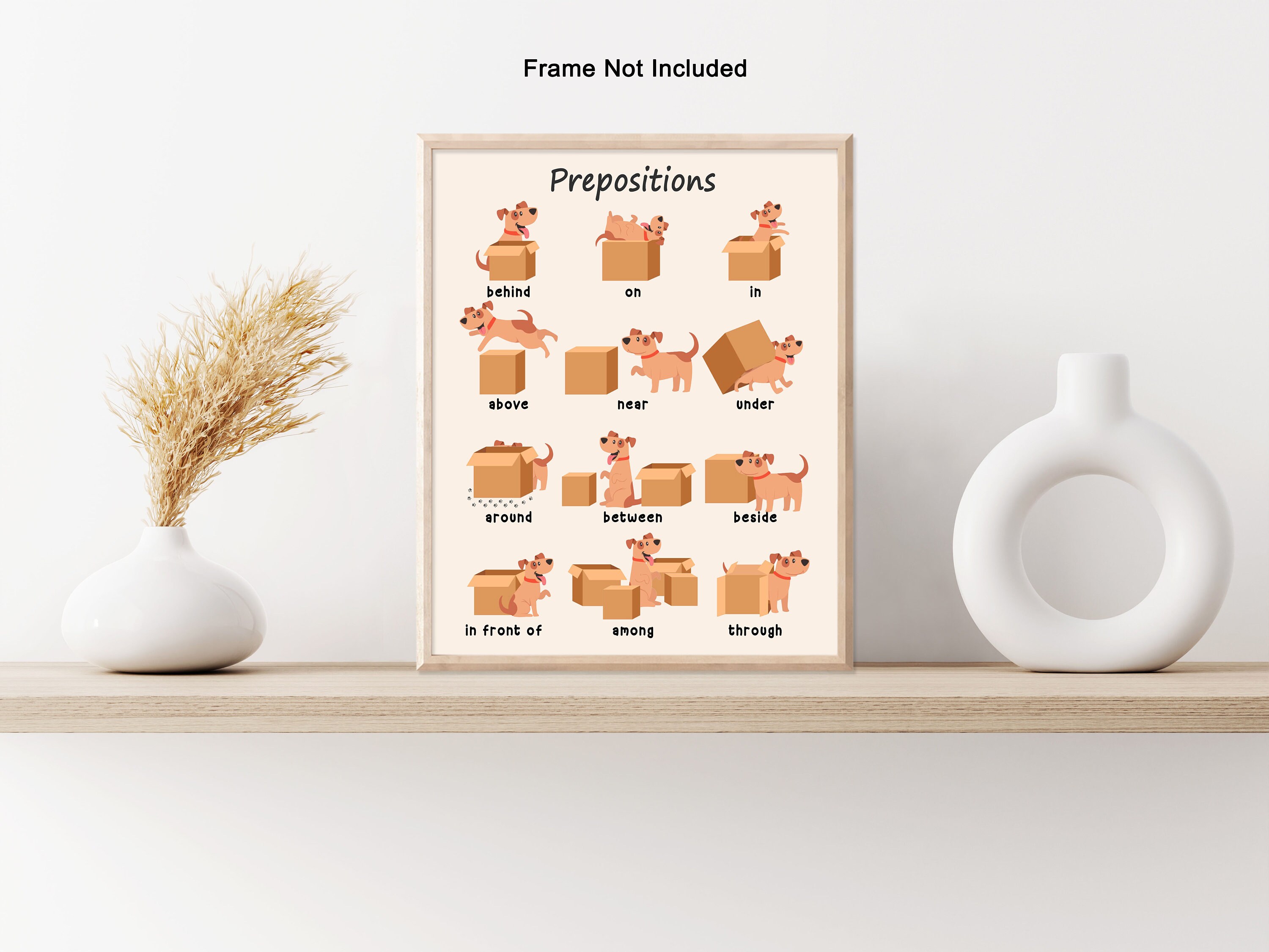 Prepositions Poster Educational Print Learning Materials Art Gift for ...