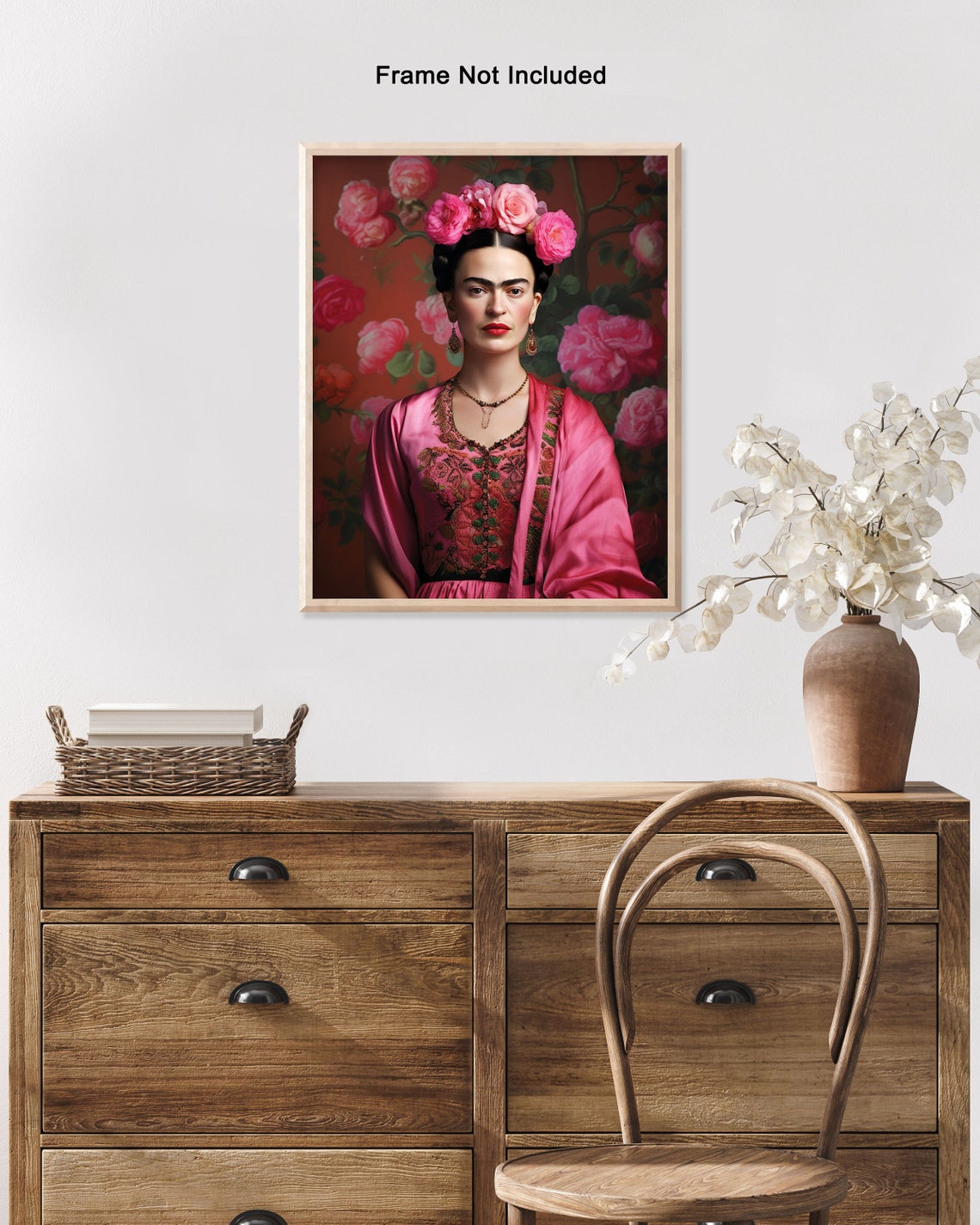 Frida Poster Portrait Print Flower Art Mexican Painter Art Minimal Art ...