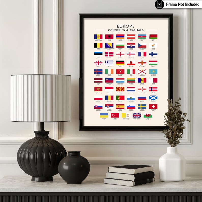 Flags of Europe Poster - European Countries & Capitals Print - Learning ...