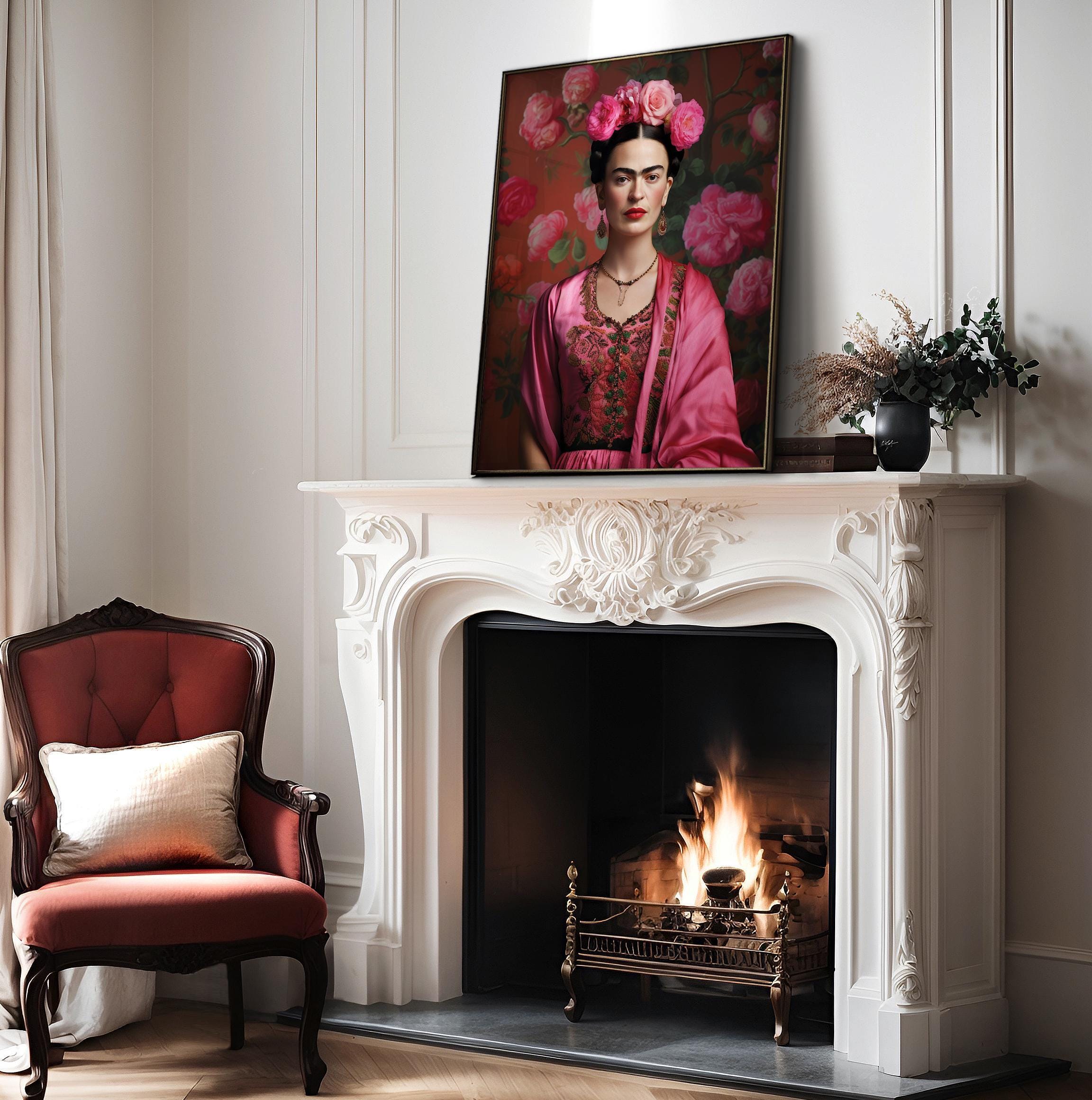 Frida Poster - Portrait Print - Flower Art - Mexican Painter Art ...