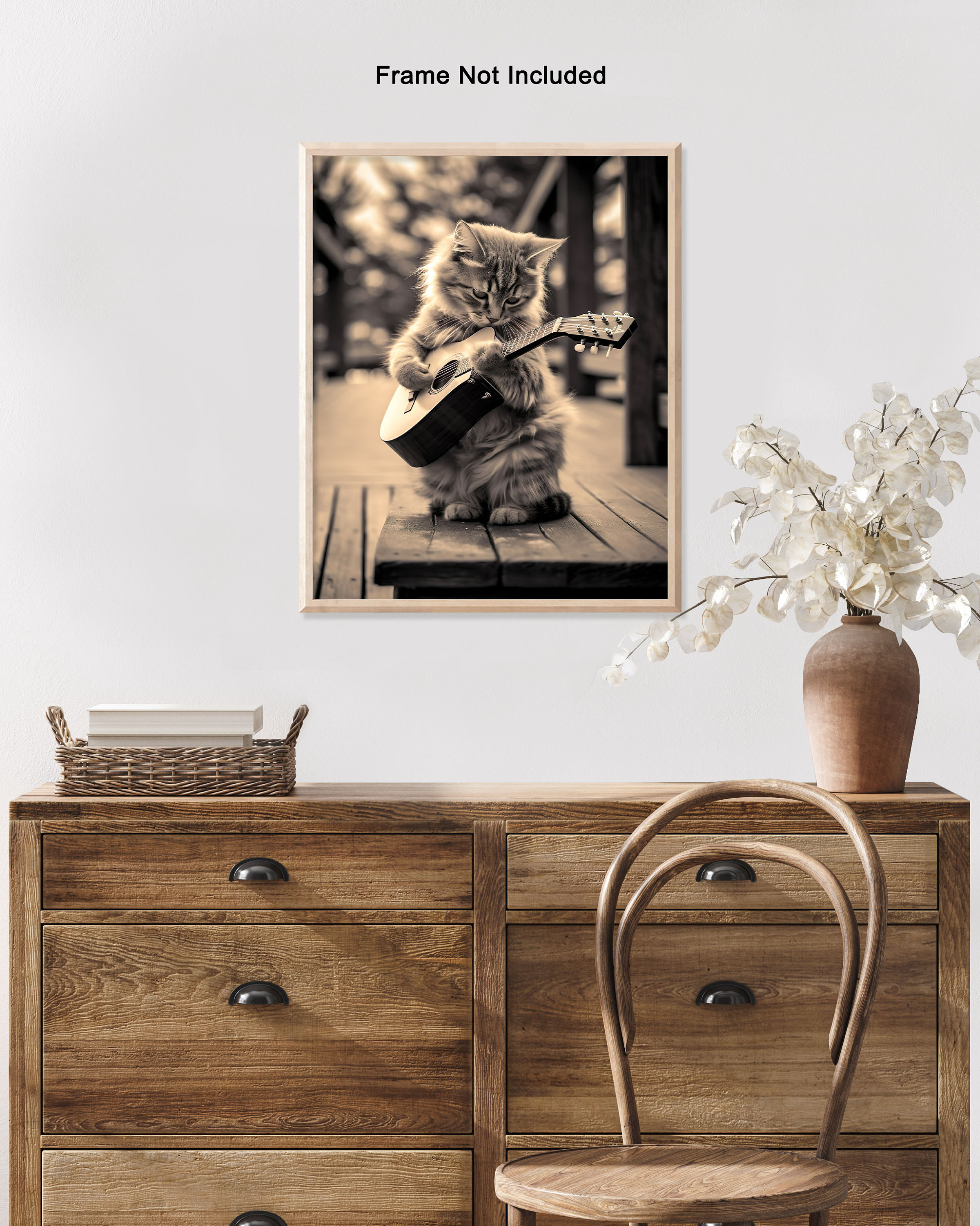 Cat Poster Cats Playing Guitar Print Photography Art Music Art Funny ...