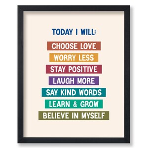 Today I Will Poster - Motivational Daily Affirmations Art - Positive ...