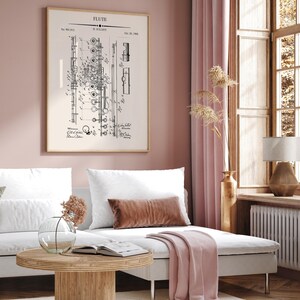 Flute Blueprint Poster - Flute Patent Print - Music Art - Musical ...