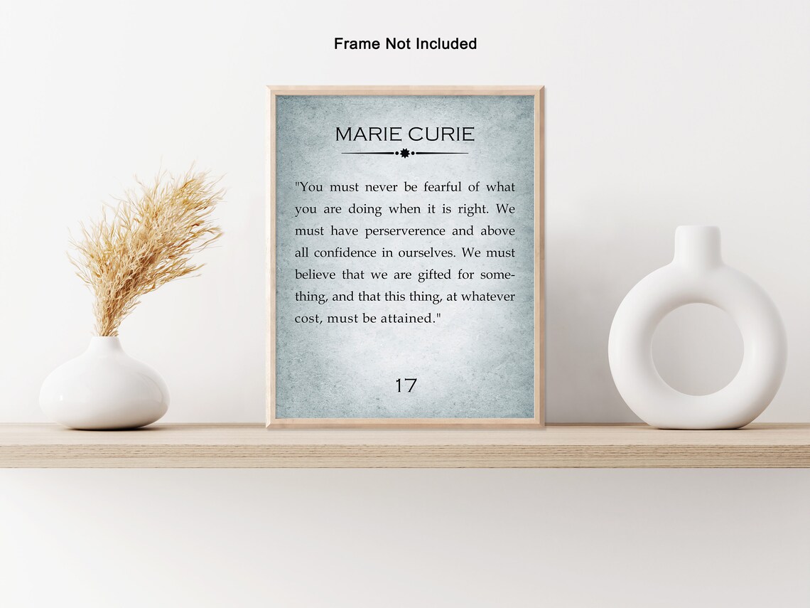 Marie Curie Poster Marie Curie Quote Print Motivational Quote Art Gift ...