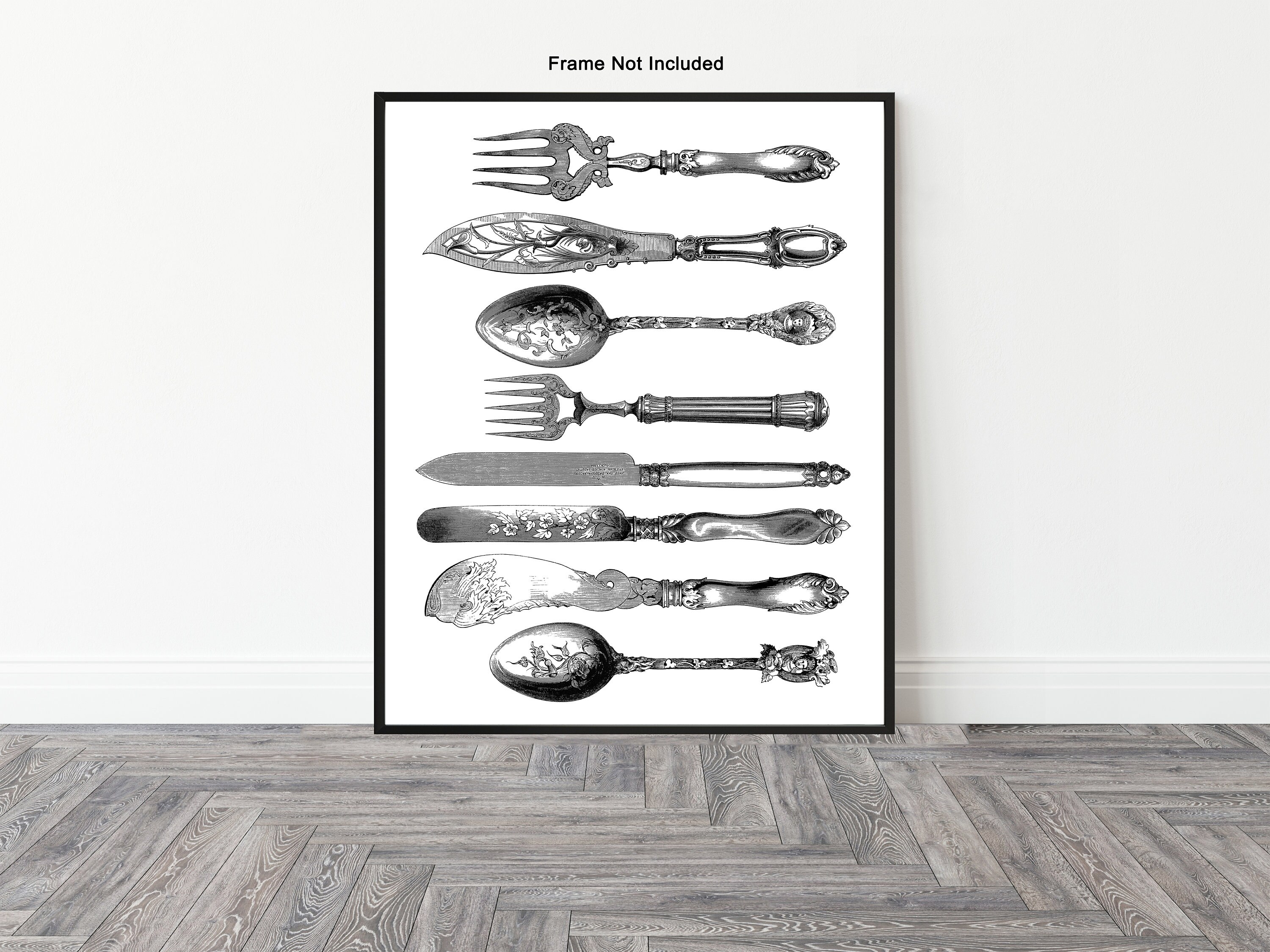Vintage Silverware Poster Retro Cutlery Print Spoon Fork Art Minimalist ...