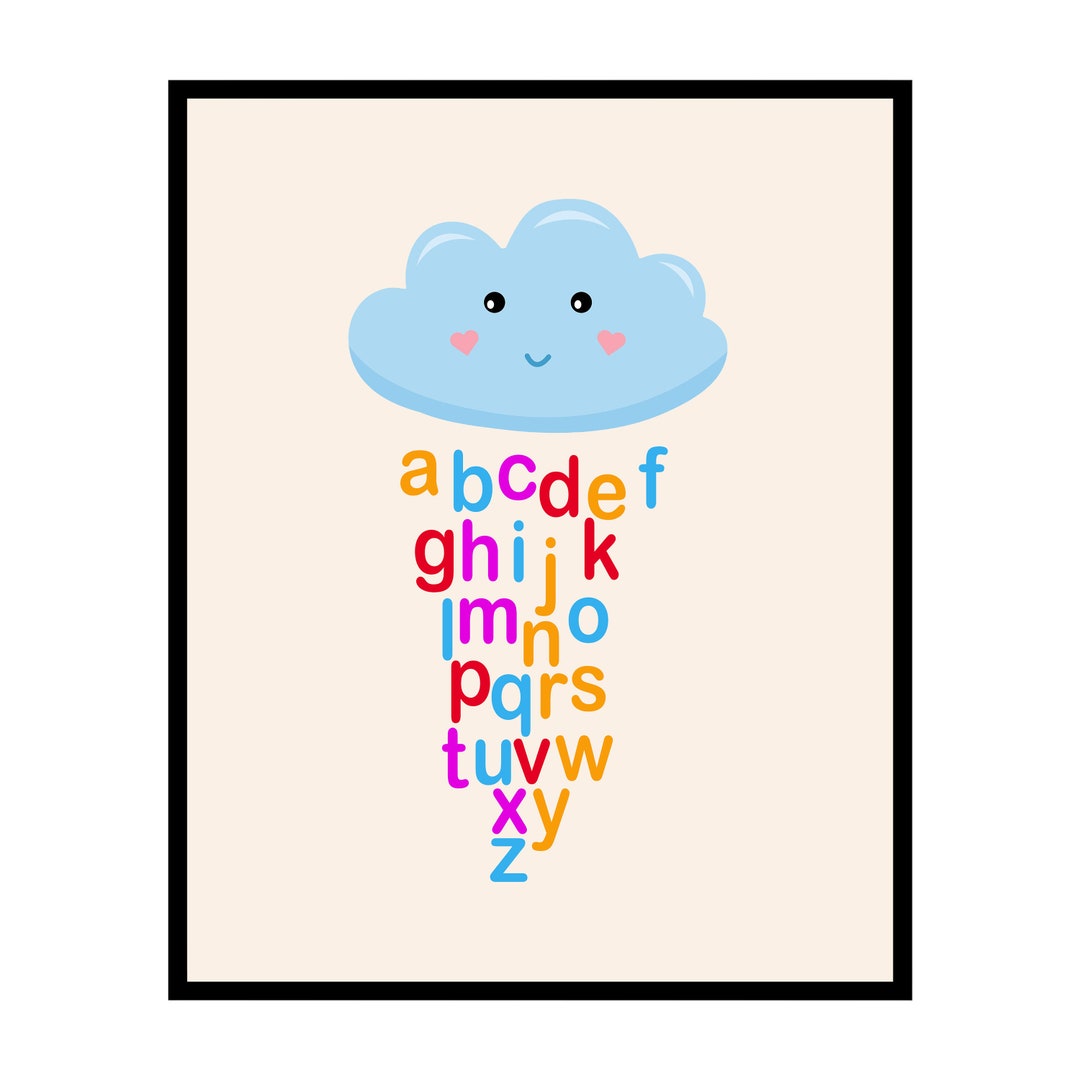 Alphabet Poster Educational Print Learning Materials Art ABC Art Cloud ...