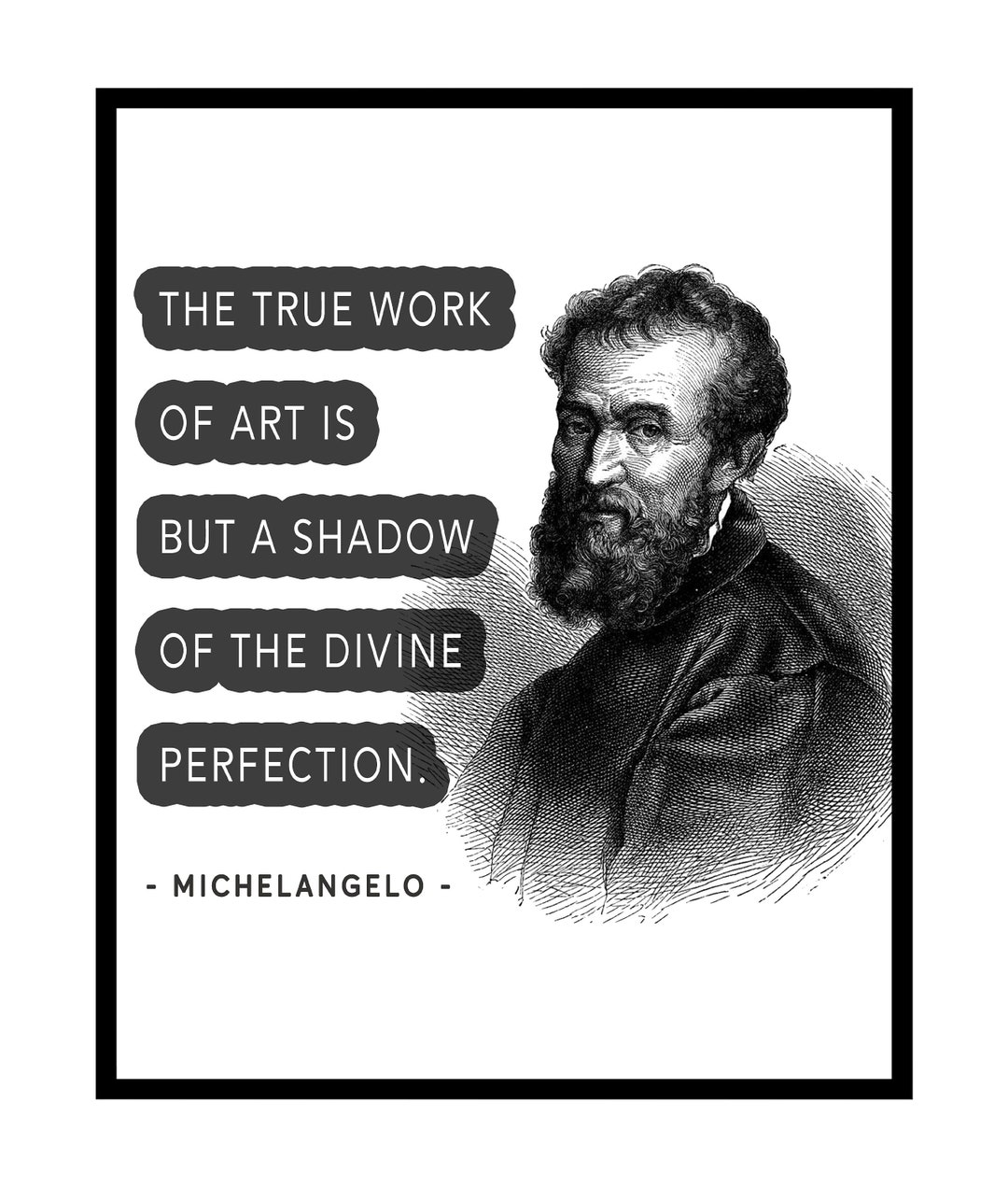 Divine Perfection Poster Michelangelo Print Motivational Quotes Art ...
