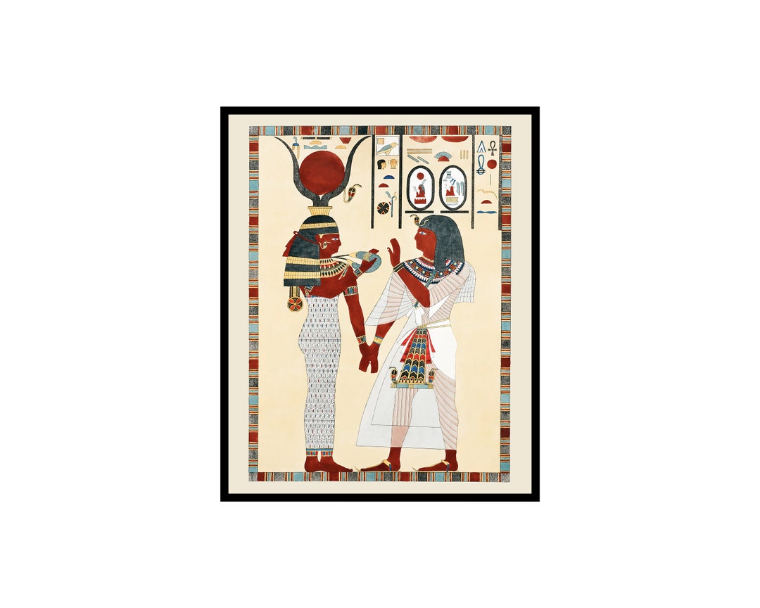 Vintage Egyptian Goddess Isis Poster Retro Egypt Art Print Hieroglyphic ...