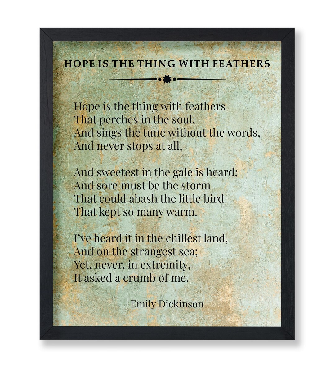 Emily Dickinson Poster - Hope is the Thing With Feathers Print ...