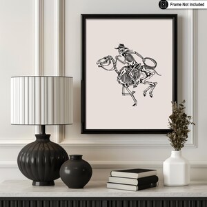 Skeleton Cowboy Poster - Retro Skeleton Horse Print - Rodeo Art - Wild ...