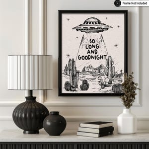So Long and Goodnight Poster - Retro UFO Print - Trendy Art - Wild West ...